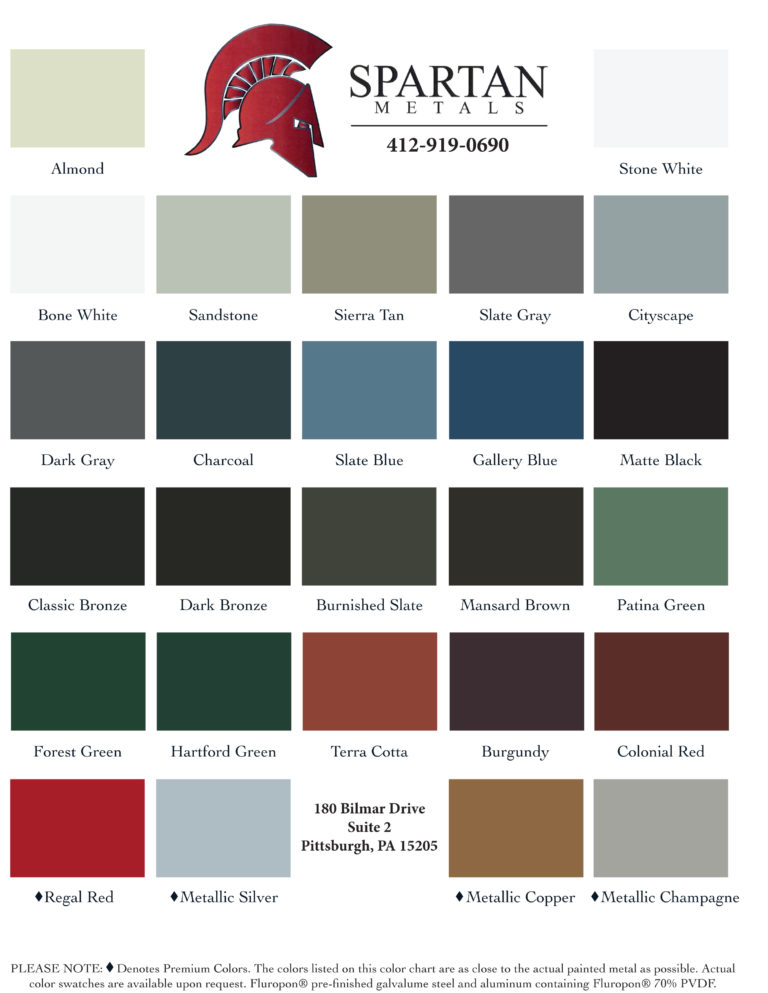 Color Chart and Samples – Spartan Metal Panels
