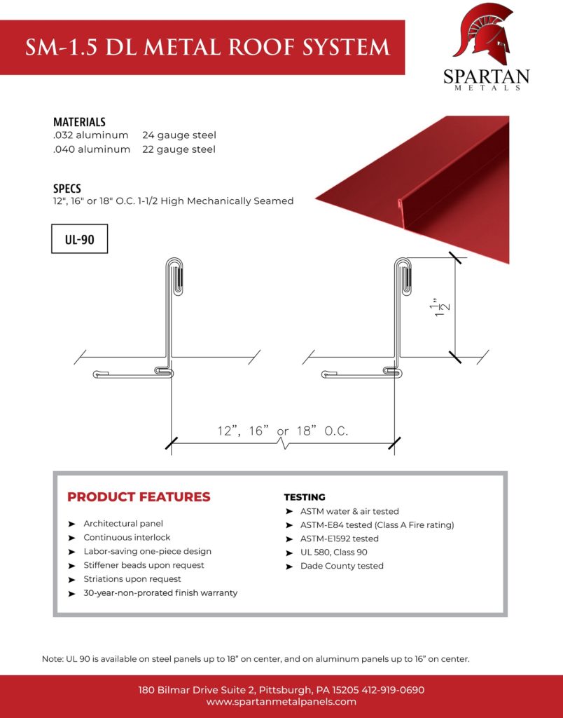 SM-1.5DL METAL ROOF SYSTEM – Spartan Metal Panels